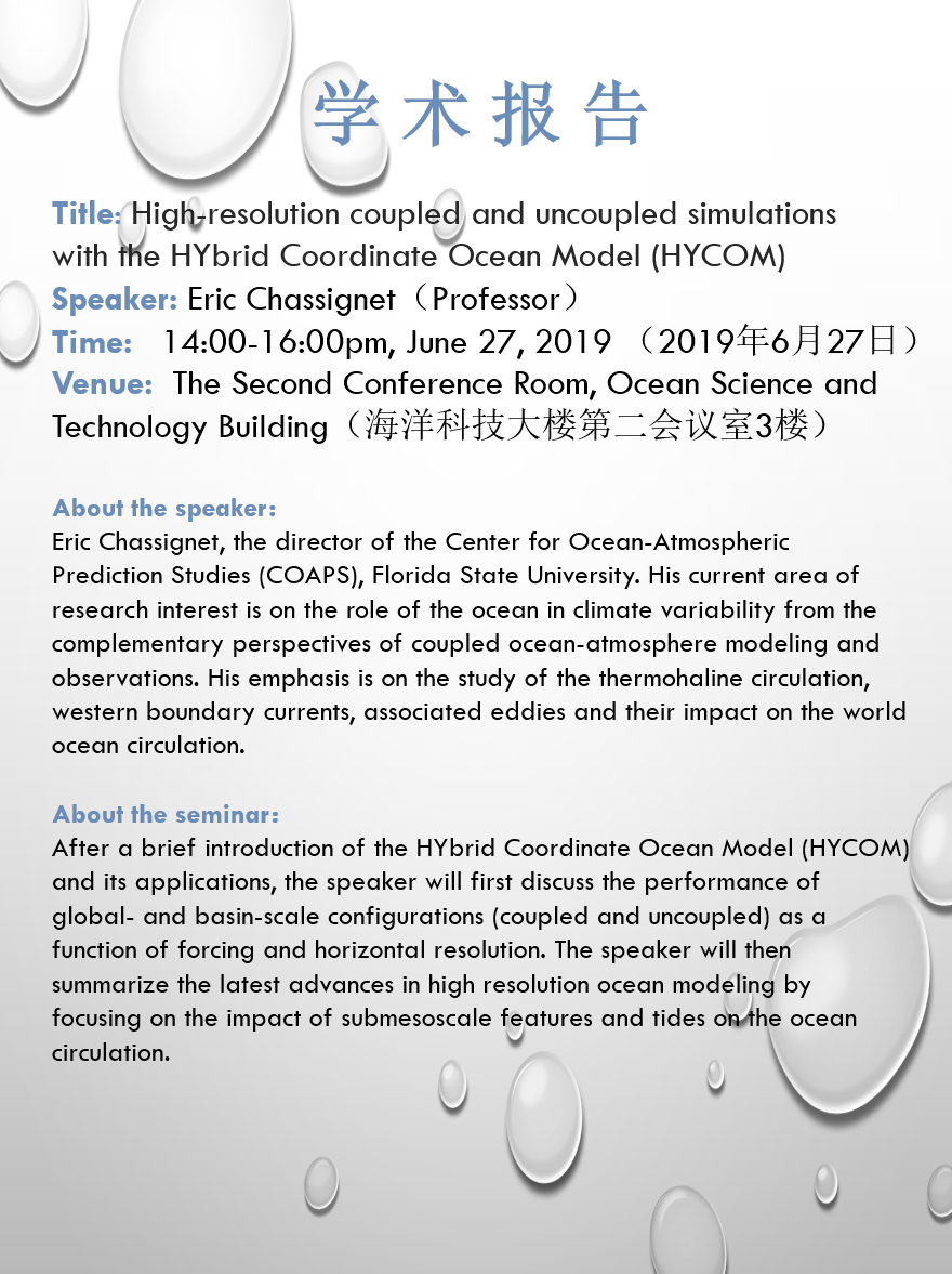 Prof. Eric Chassignet: High-resolution coupled and uncoupled ...